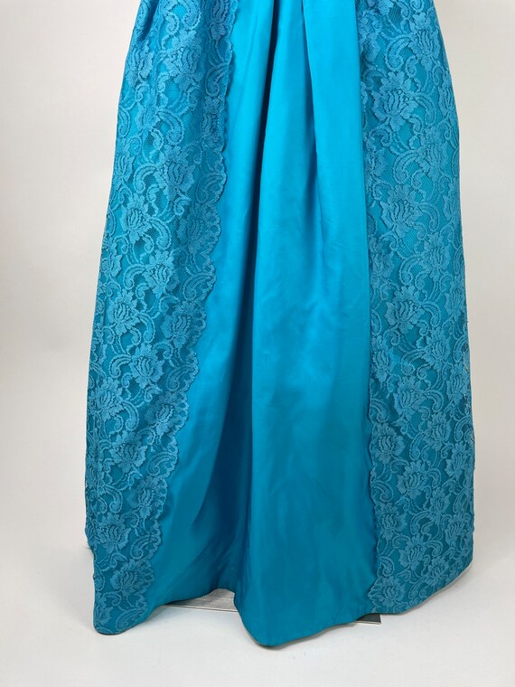 1960s Bright Blue Lace & Taffeta Bridesmaid Dress Sma… - Gem