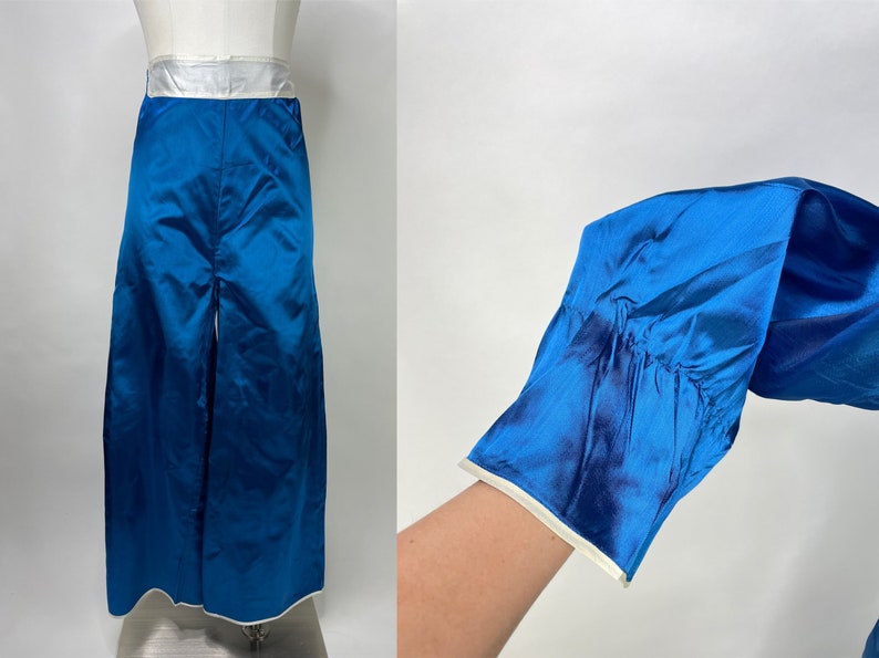 1940s-1950s Blue Japanese Hand Embroidered Blue Satin - Etsy