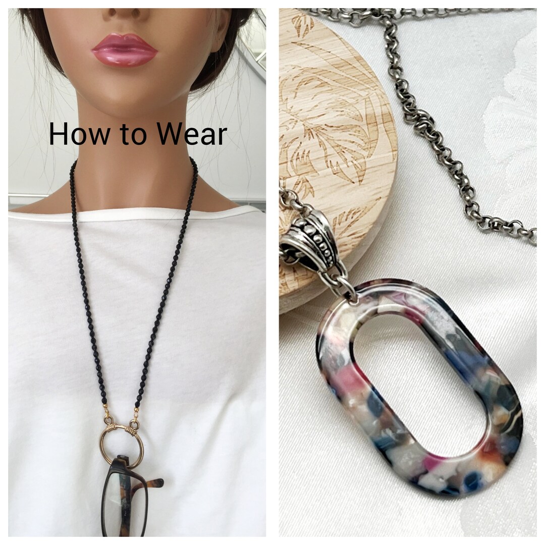 Multi Color Acetate Eyeglass Holder, Eyeglass Loop Necklace, Sunglasses ...