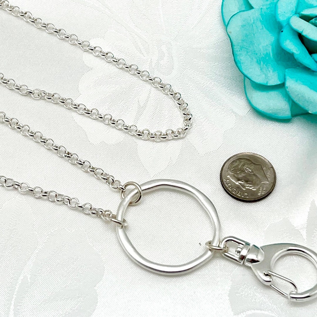 Silver ID Badge Holder, Chain Badge Lanyard, ID Card Holder, Upscale ...