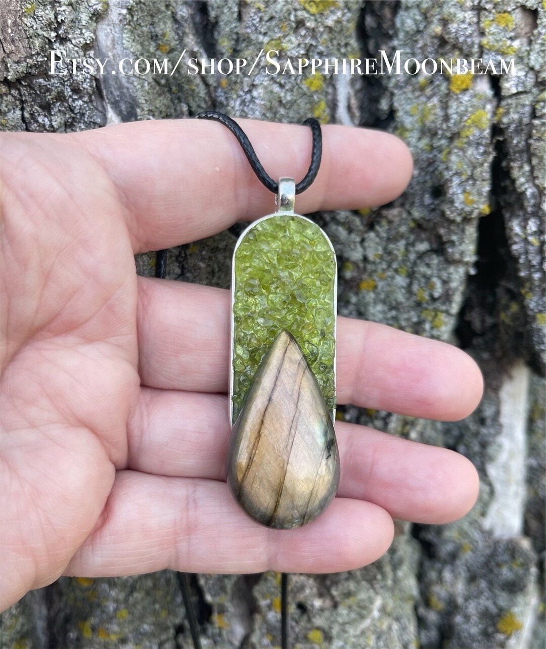 Labradorite Golden Flash & Peridot Gemstone Metaphysical Magick Pendant ...