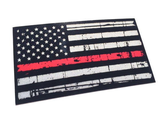 Tattered 3m Reflective a Thin Red Line United States flag | Etsy
