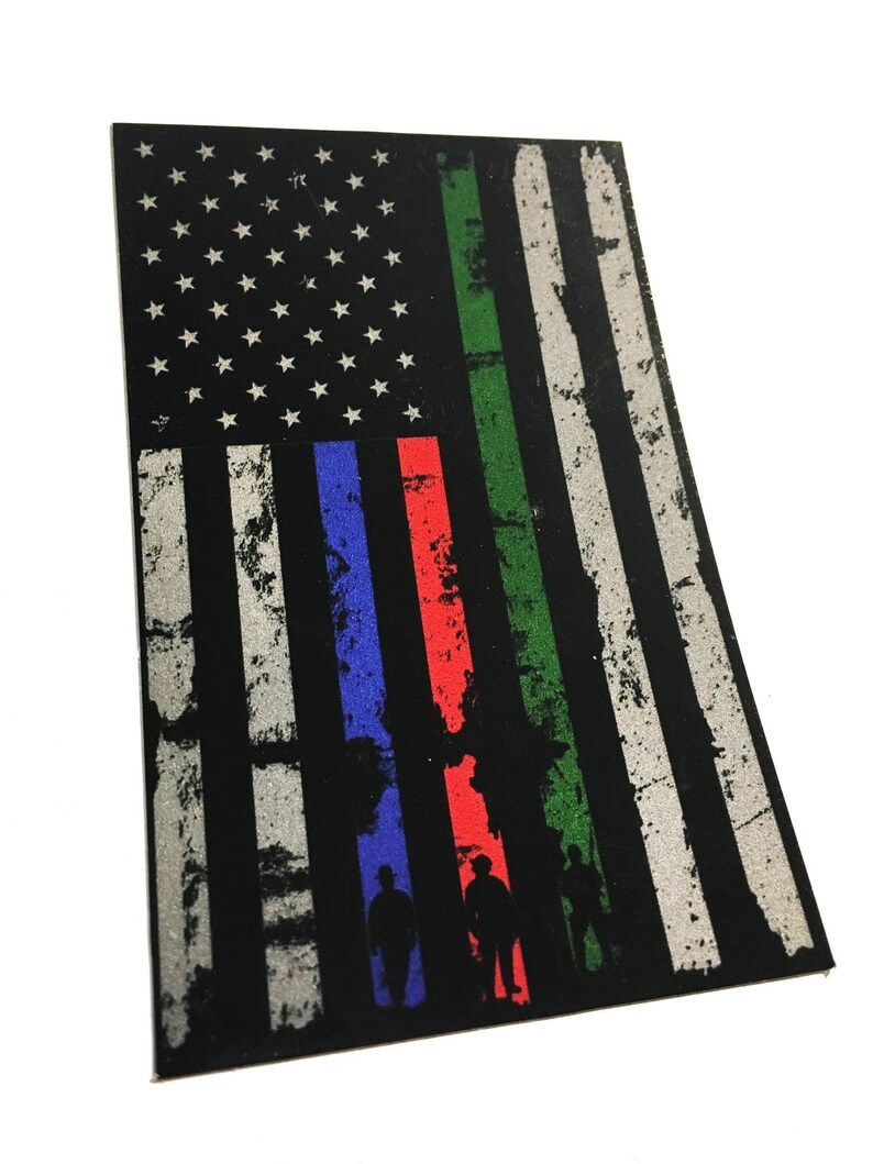 The Thin red Green and Blue Line 3M Reflective Support Decal - Etsy