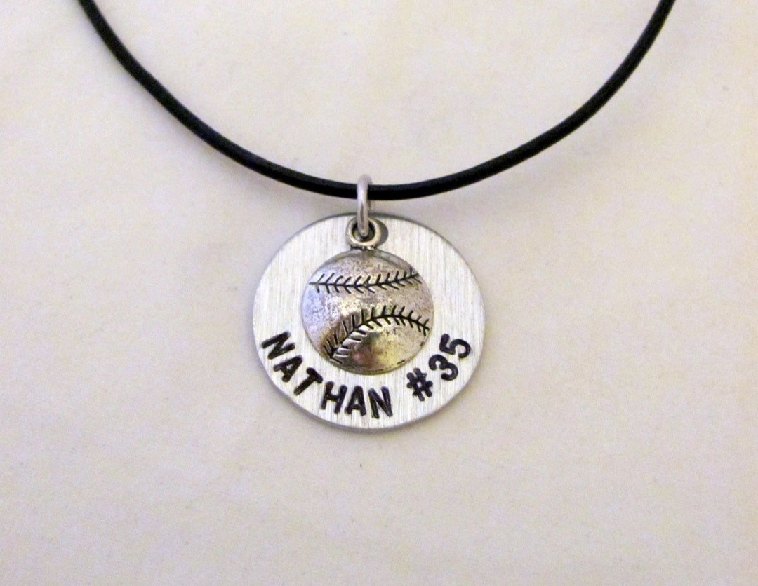 Personalized Baseball Necklace With Baseball Charm, Name and Number on ...