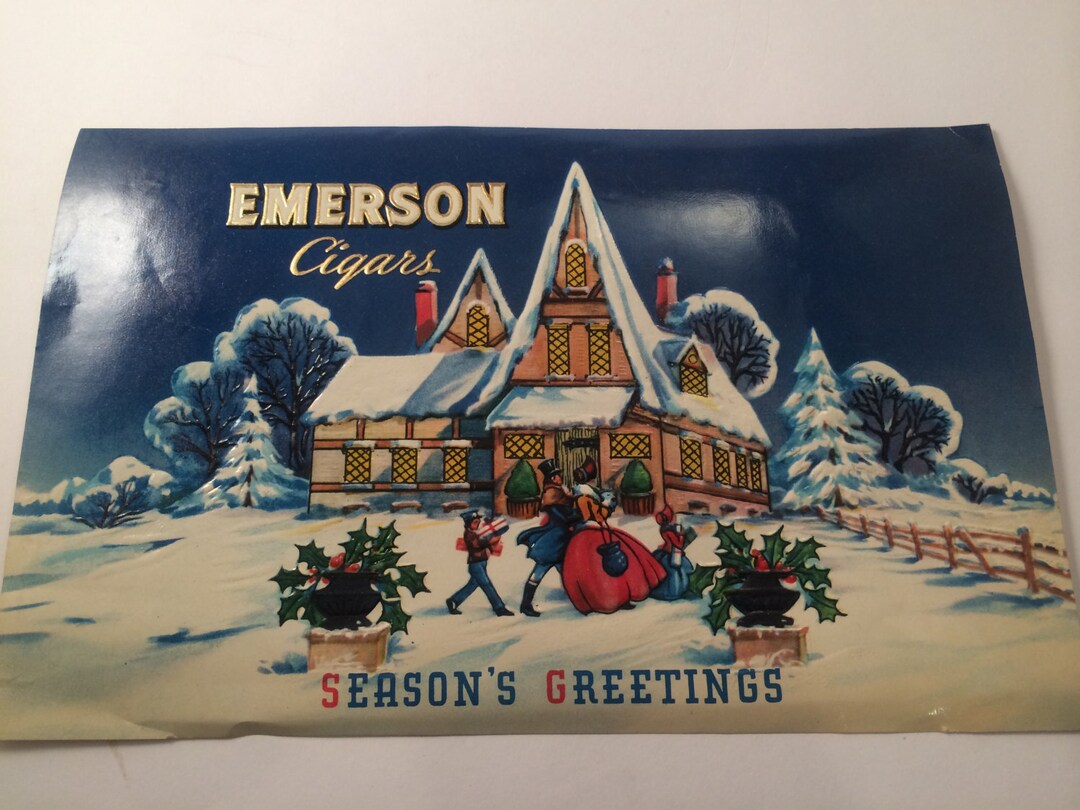 Very Rare an Original Emerson Cigar Christmas Advertisement 1940's - Etsy