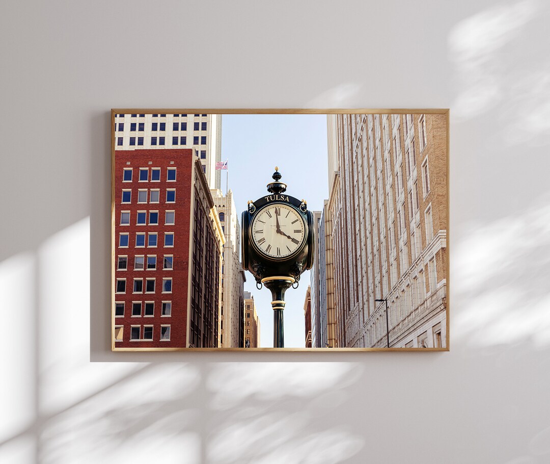 Tulsa Oklahoma Downtown Photography Print, Tulsa Centennial Clock Print ...