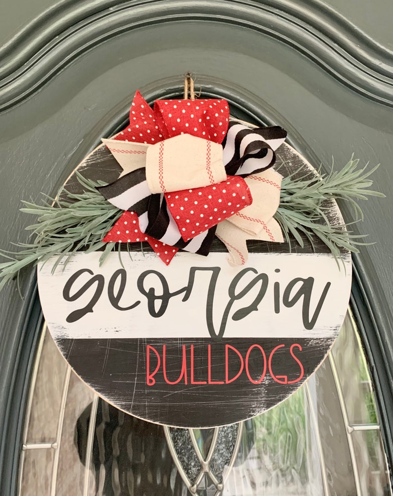 Georgia Bulldogs Front Door Sign Dawgs College Team Round - Etsy