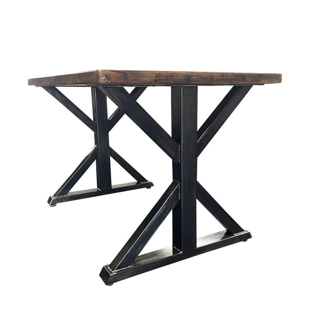 Farmhouse Trestle Metal Table Legs - Blackened Steel Finish ...