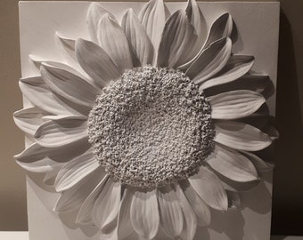 Cast Sunflower Bas-relief Decorative Plaster Tile. Calming Decor. Gift ...