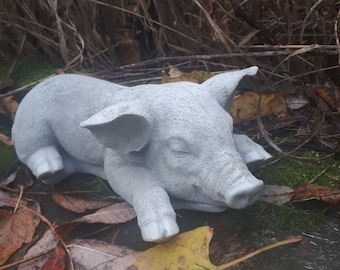 Cute Sitting Pig Concrete Statue - Etsy