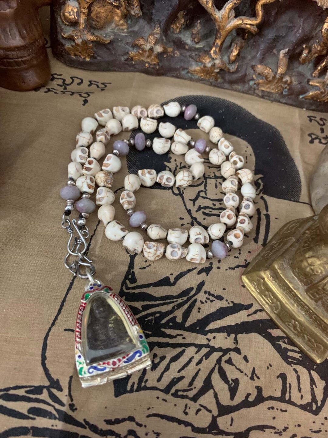 1898 Lidiex, Cemetery Monk Ngern Amulet Thai Coin Silver Case With Bali ...