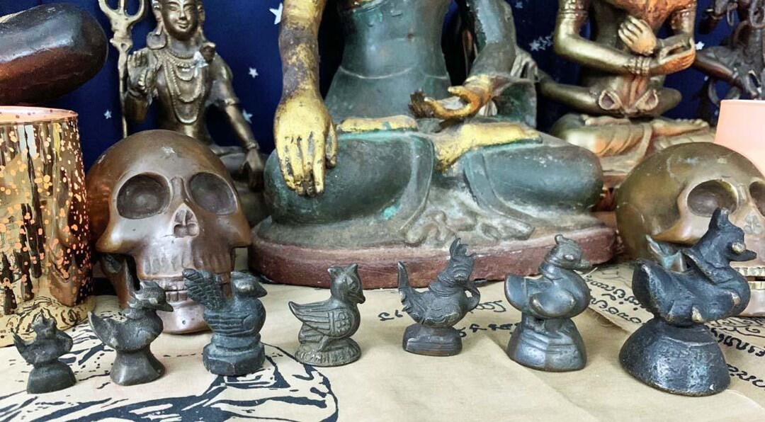 Grandma's Antique Burmese Weizza Mercury Bronze Hintha Bird Opium Den ...