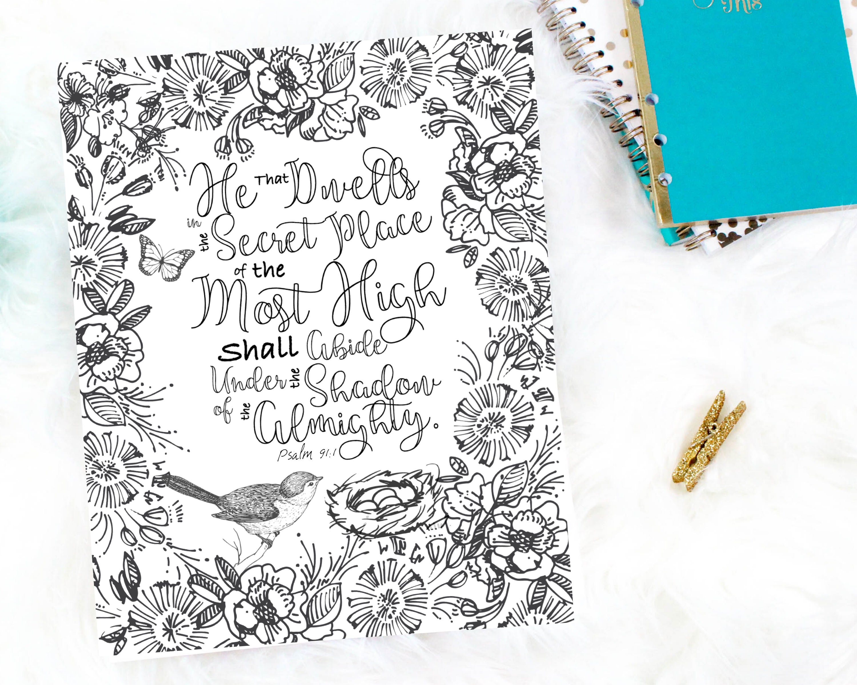 Psalm 91 Adult Coloring Book Printable PDF - Etsy