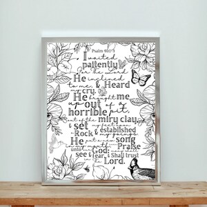 Psalm 40: 1-3 I Waited Patiently for the Lord Coloring Page Wall Art - Etsy