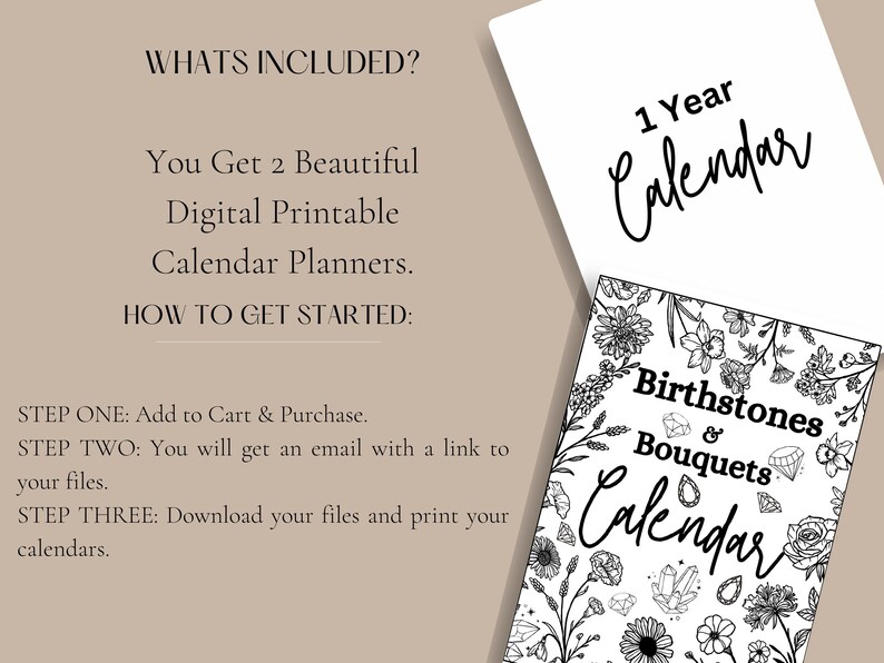 Printable Monthly Coloring Calendar With Birthstones & Birth Flowers ...