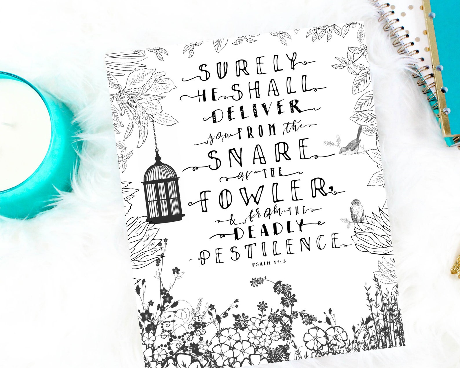 Psalm 91 Adult Coloring Book Printable PDF - Etsy