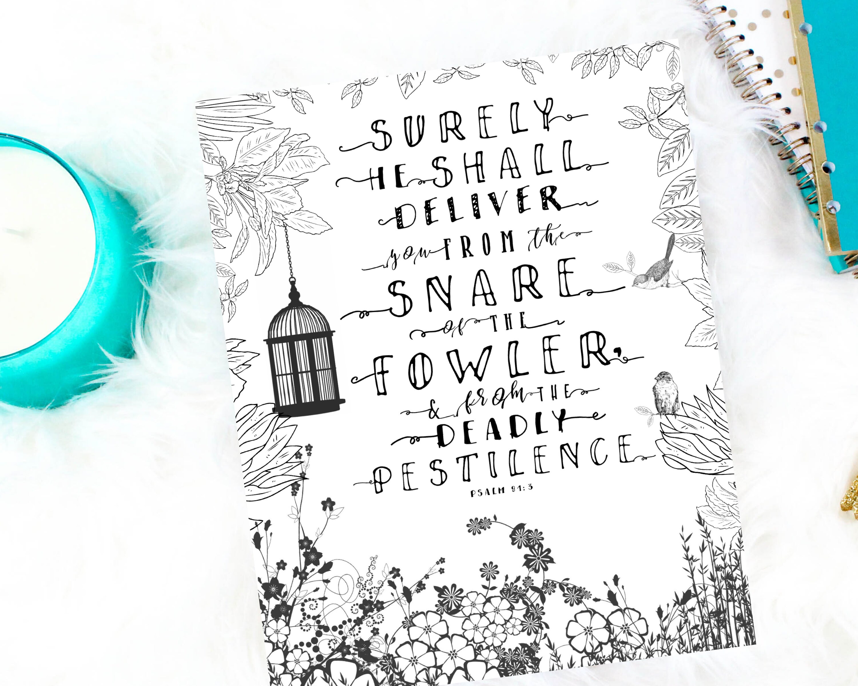 Psalm 91 Adult Coloring Book Printable PDF - Etsy