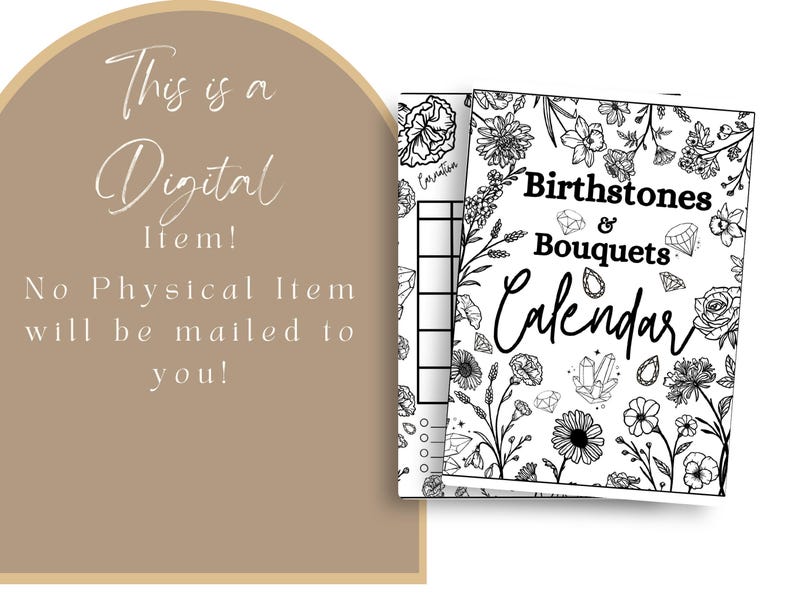 Printable Monthly Coloring Calendar With Birthstones & Birth Flowers ...