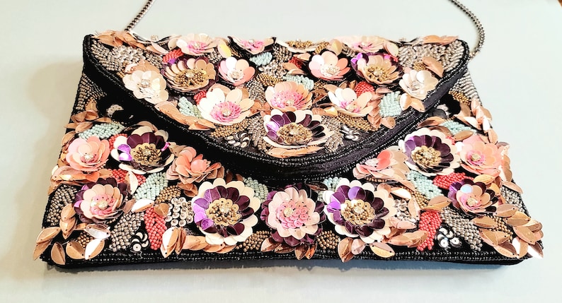 Handmade Floral Bag, Designer Bead Bag, Clutch Purse, Fashion Sling ...