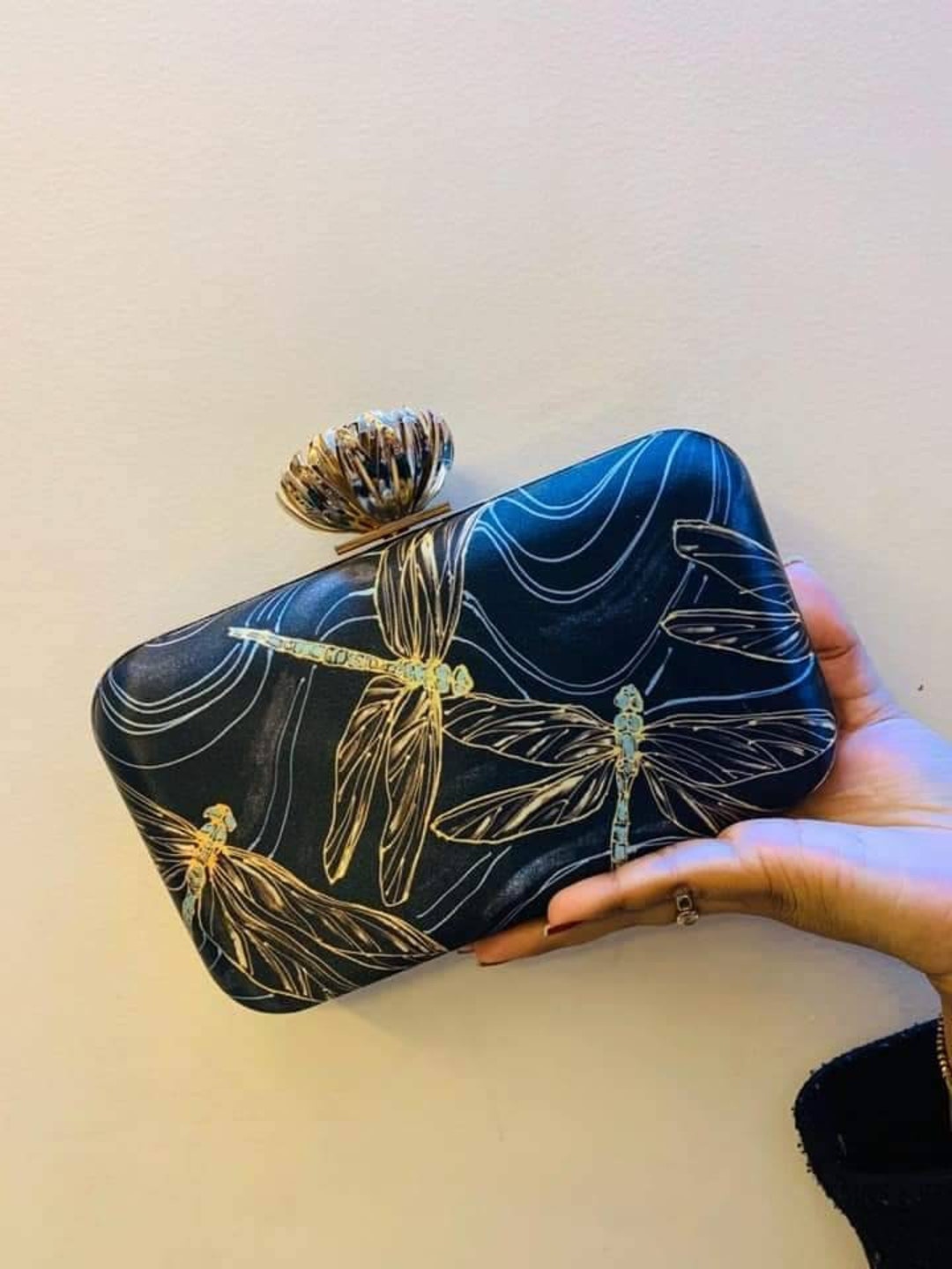 Dragonlfly Clutch, Party Purse, Dragonfly Sling Bag With Floral Clasp ...