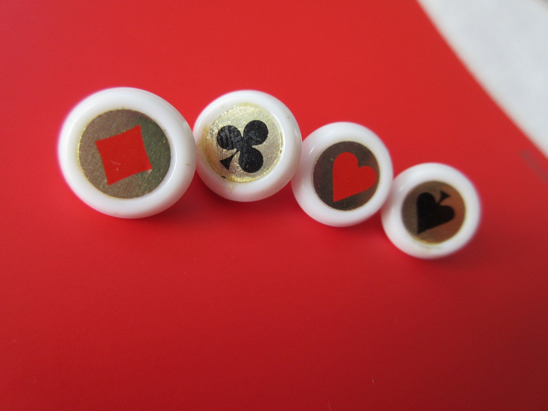 0402 Set of Four 7/16 Small Glass Poker Card Symbol Buttons, Spades ...