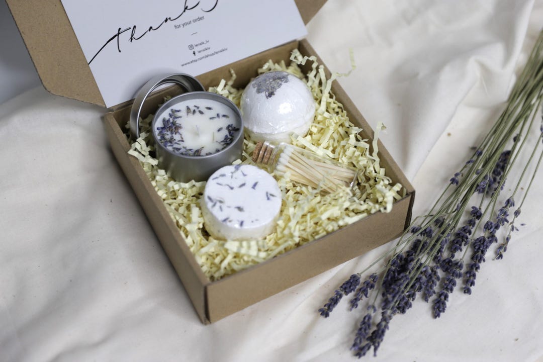 Lavender Spa Gift Set, Mini Relaxation Kit, Christmas Spa Box - Etsy