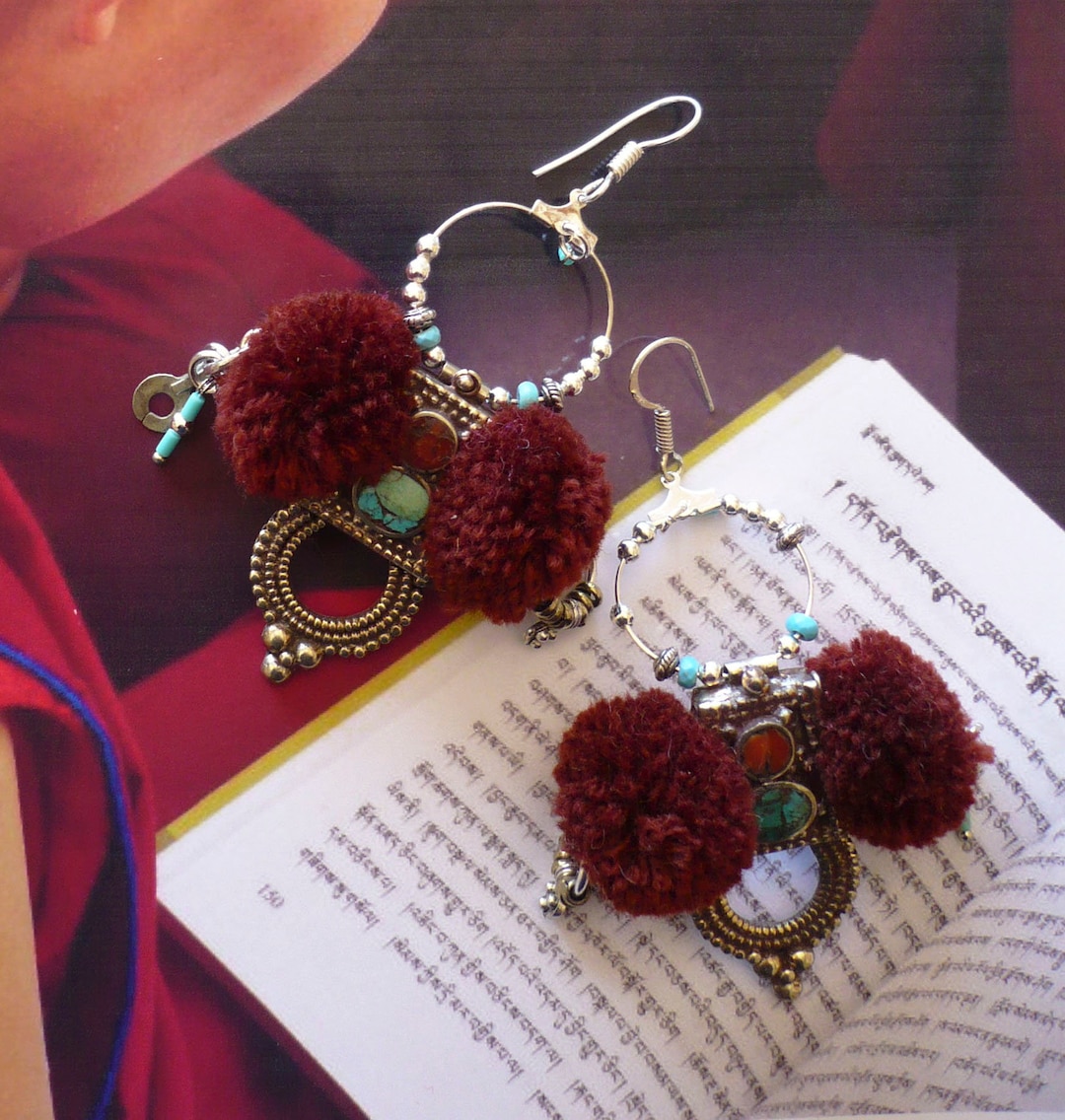 Mongolian-inspired Nomadic Hoop Earrings, Asian Ethnic Jewelry ...