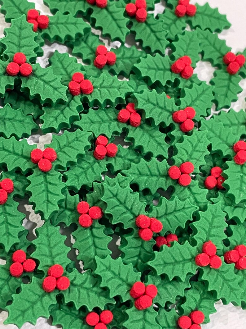 Holly Leaves With Berries Edible Cake, Cupcakes , Cookies and Chocolate ...