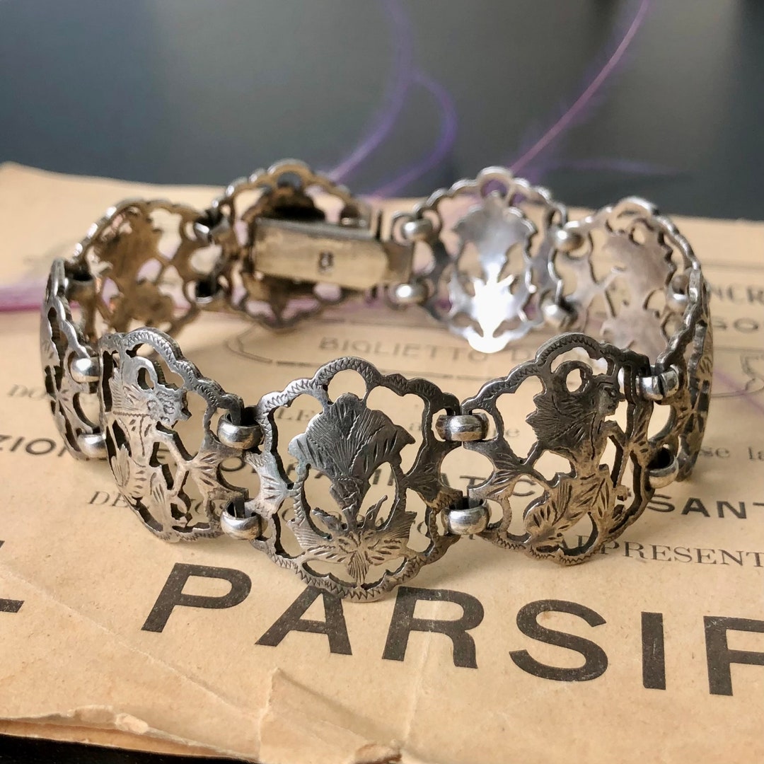 Antique Silver German Thistle Bracelet, Handarbeit, 1930s - Etsy