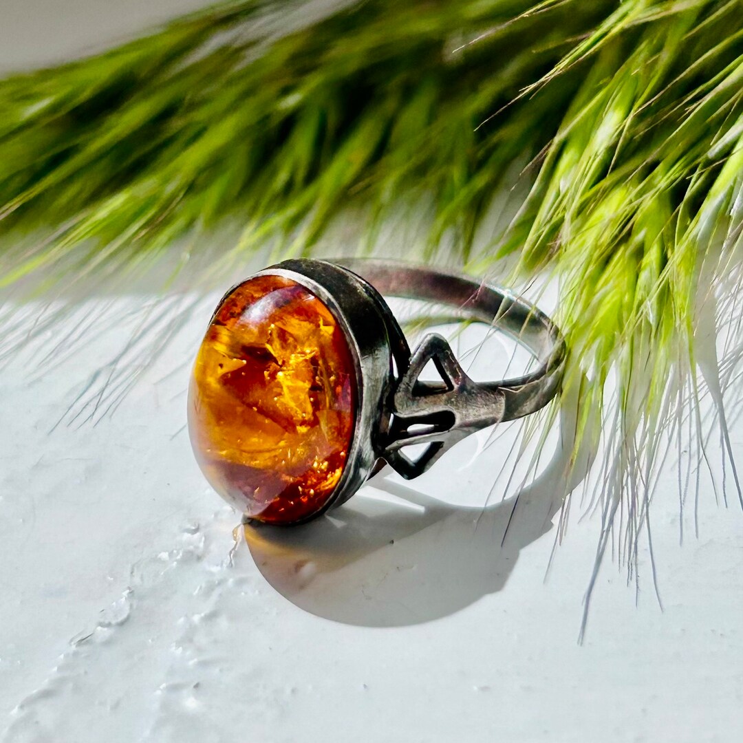 Georg Kramer Amber 835 Silver 1940s 1950s Rare Modernist German Ring ...