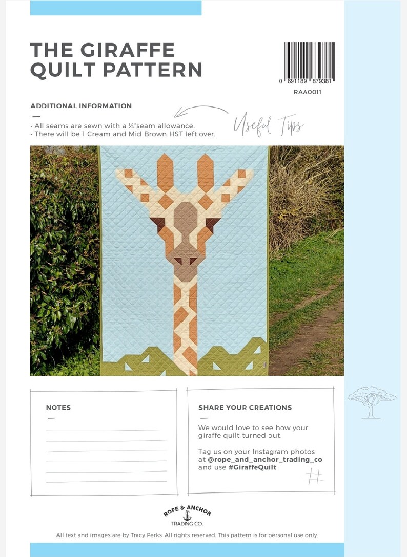 Giraffe Quilt Pattern - Etsy