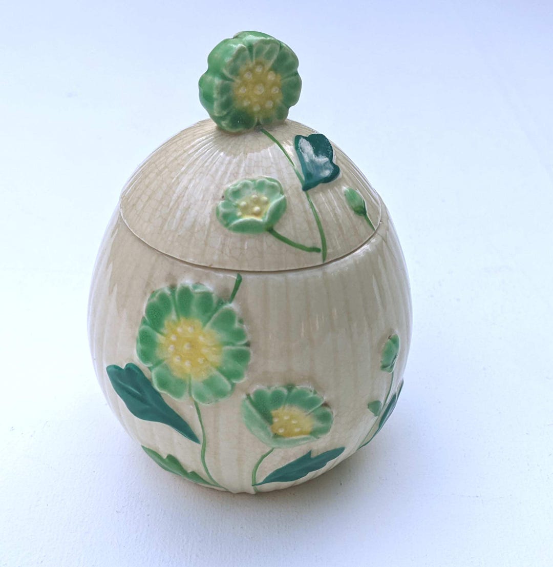 Vintage Maruhon Ware Preserve Pot With Lid and Applied Floral Design ...