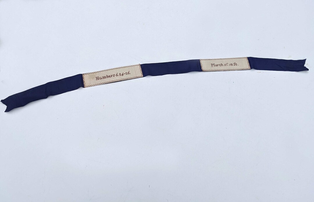 Antique Religious Ribbon With Bible Reference on Paper Punch Sampler ...