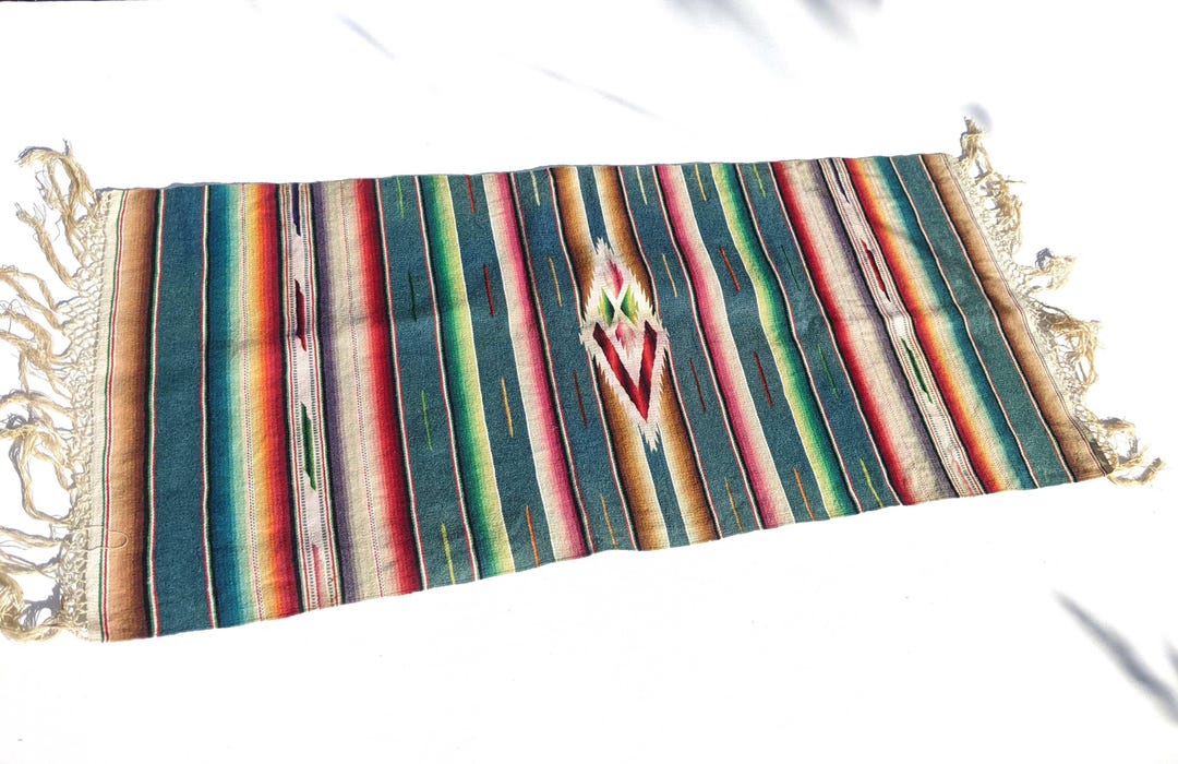 Antique, Rare Mexican Saltillo Serape Shawl Blanket, Small Sized, Hand ...