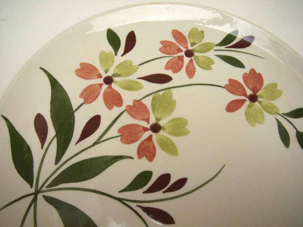 Vintage Adams Pottery Plate, Hand-painted Floral Design, 1930s Meadow ...