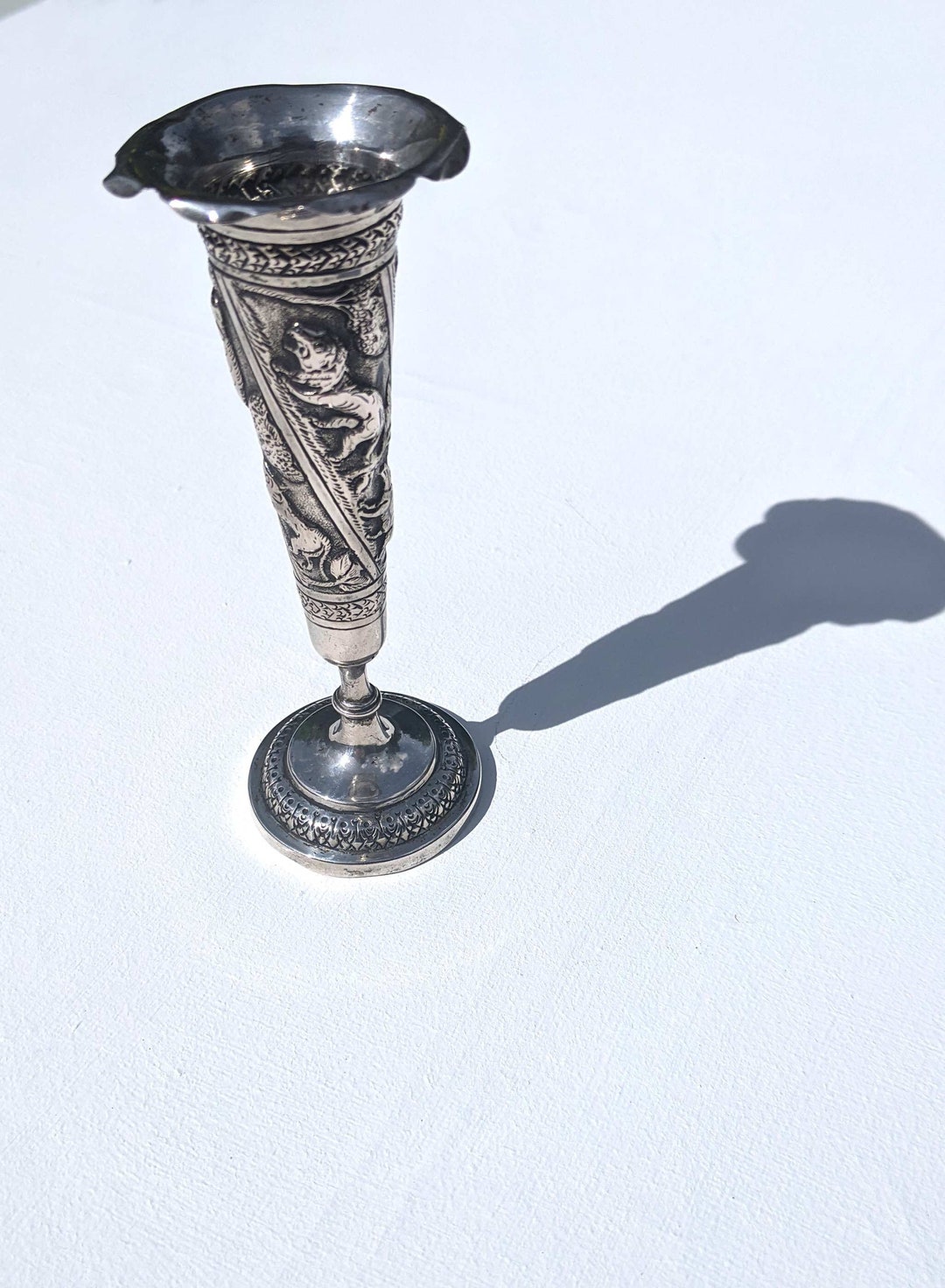 Rare and Beautiful Antique, Indian Silver or Silver Plated Trumpet ...