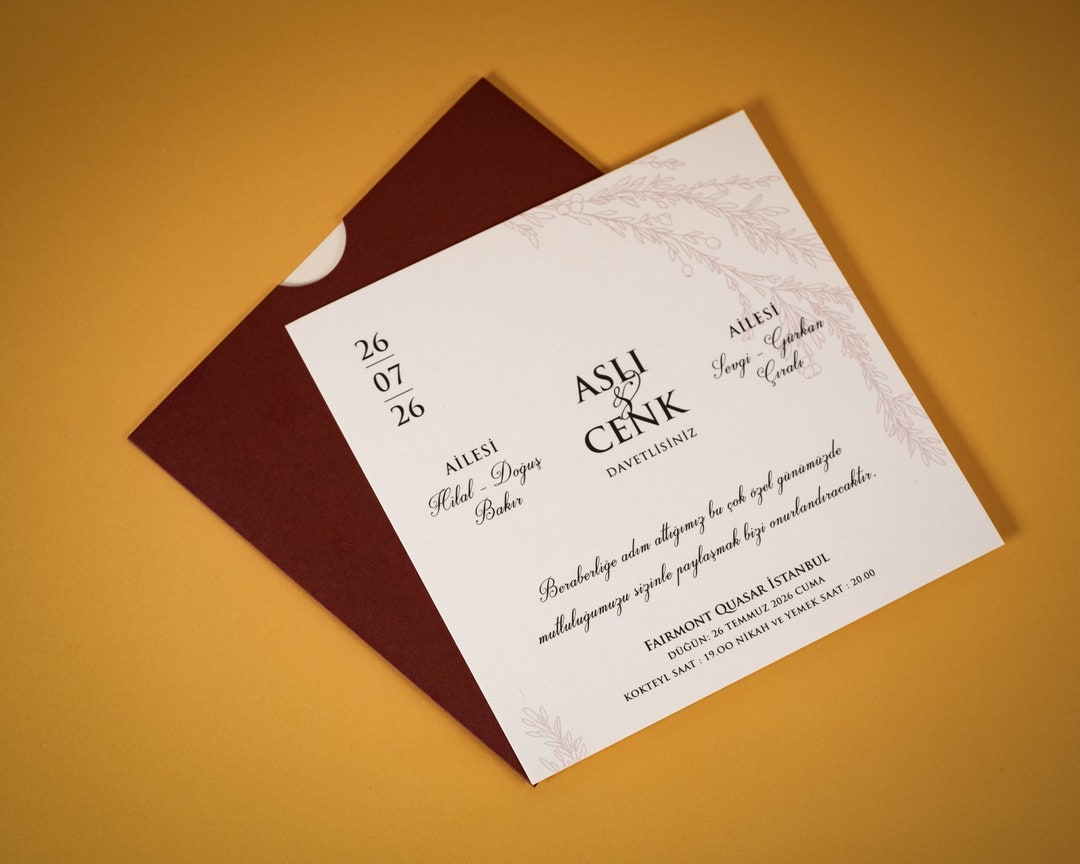 Classic & Elegant Custom Wedding Invitation With Minimalist Design ...