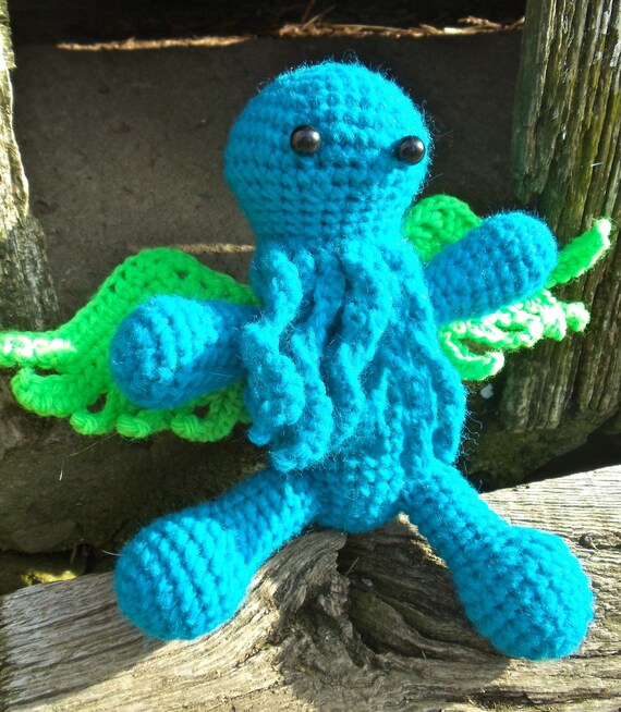 Stuffed Crocheted Torquoise Cthulhu Doll | Etsy