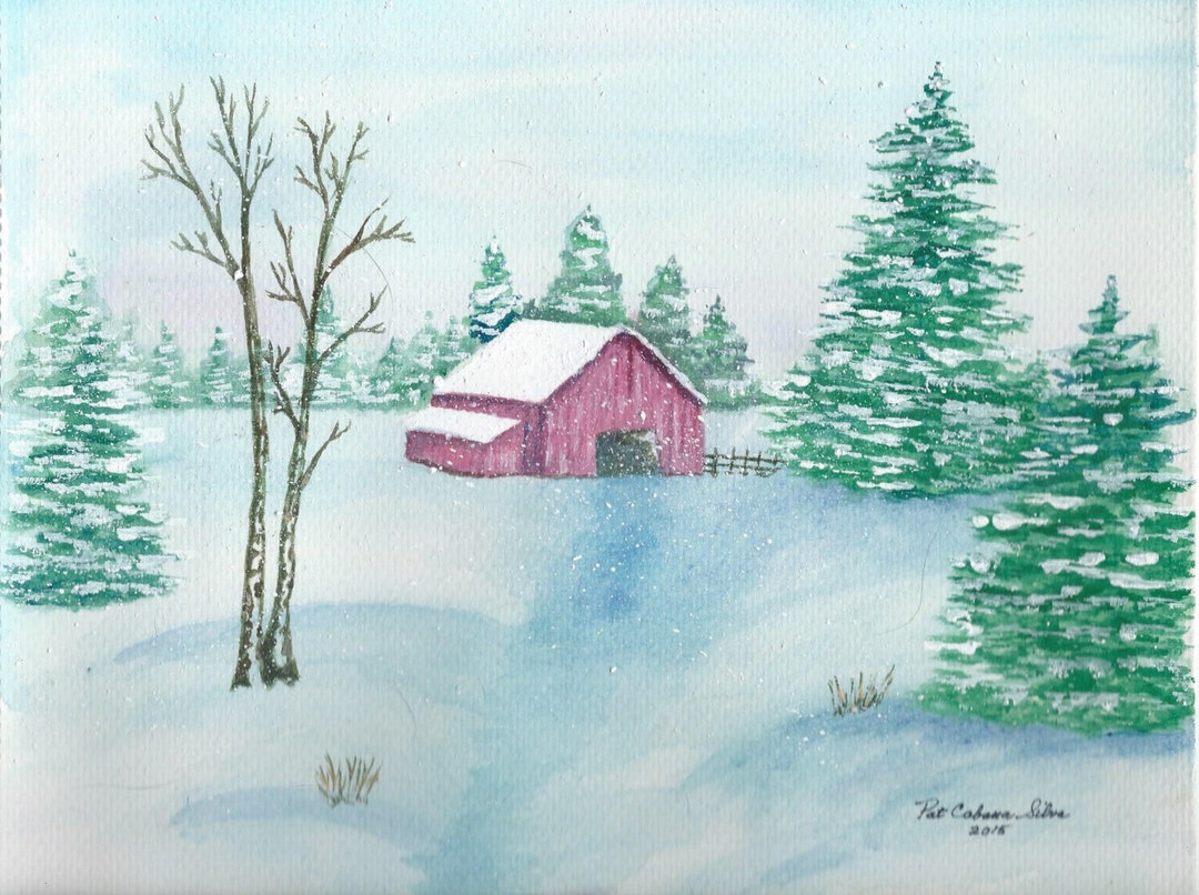 Winter Barn - Etsy