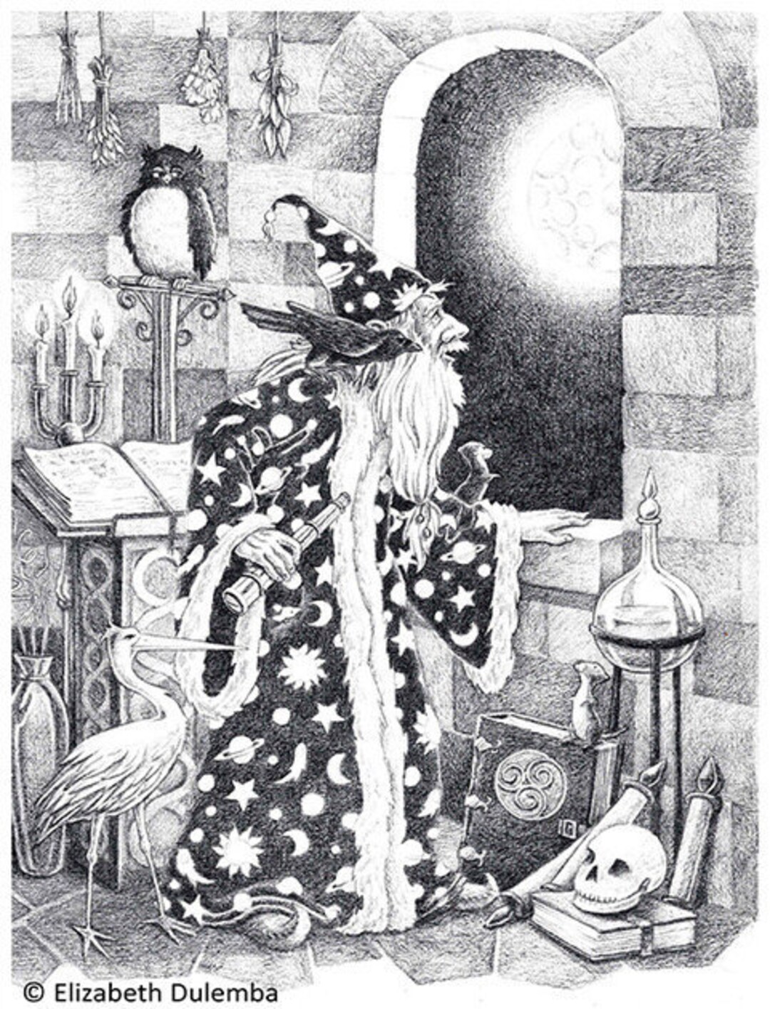 Merlin Original Pencil Drawing - Etsy