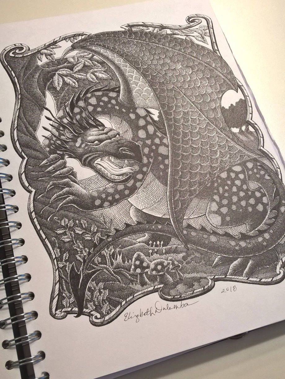 Dragon Original Pen & Ink Drawing - Etsy