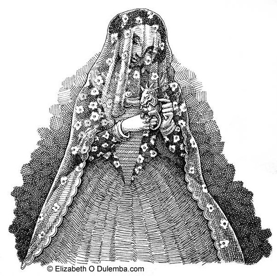 Spanish Lady Original Pen & Ink Drawing | Etsy