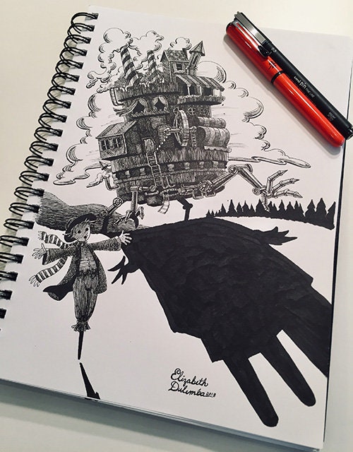 Howl's Castle Original Pen & Ink Drawing - Etsy