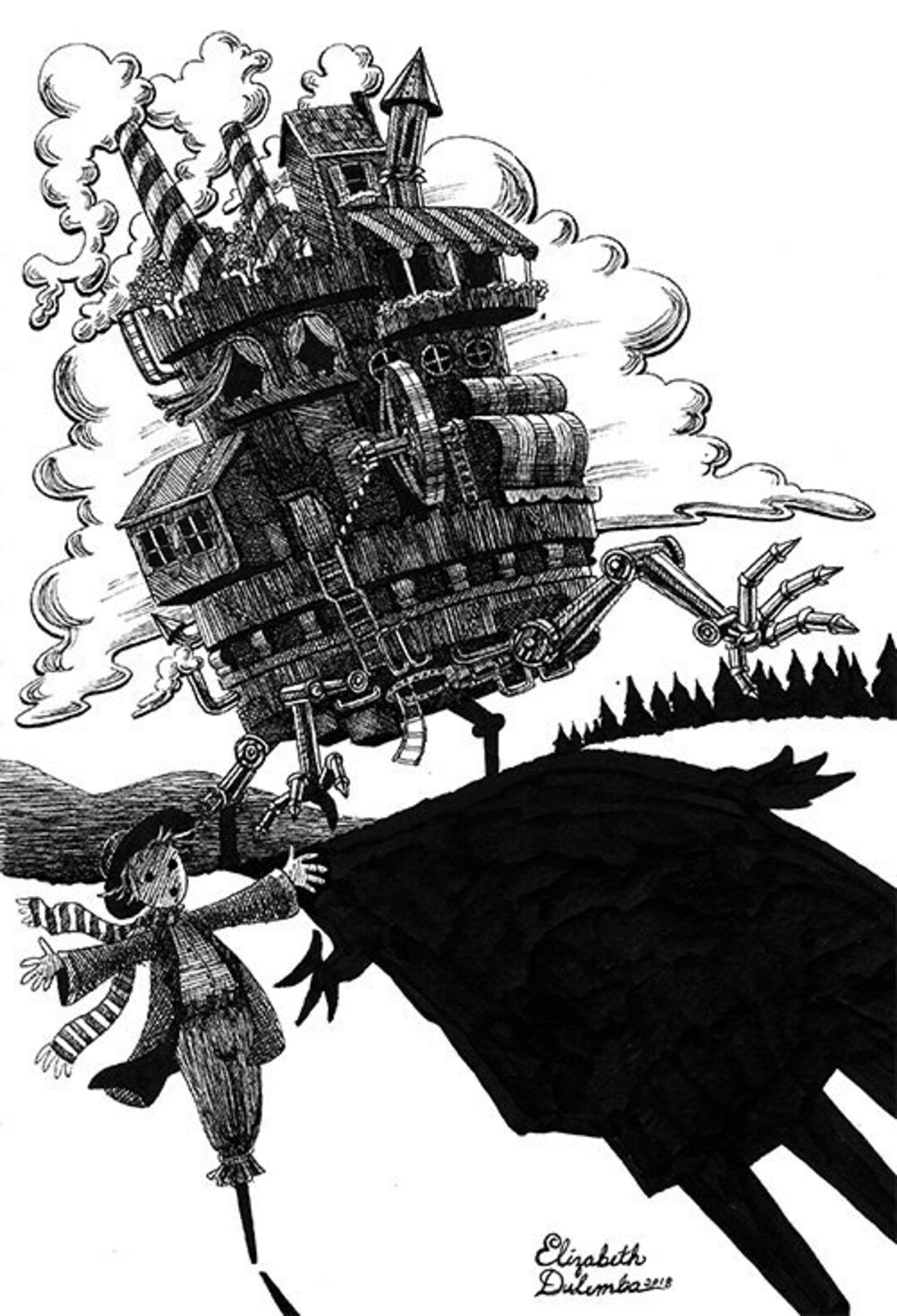 Howl's Castle Original Pen & Ink Drawing - Etsy