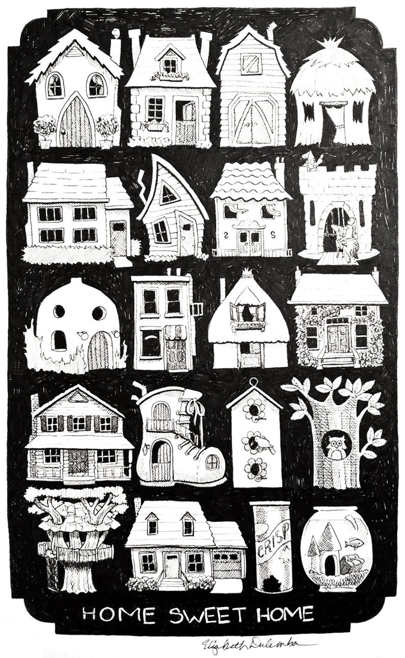 Home Sweet Home Original Pen & Ink Drawing - Etsy