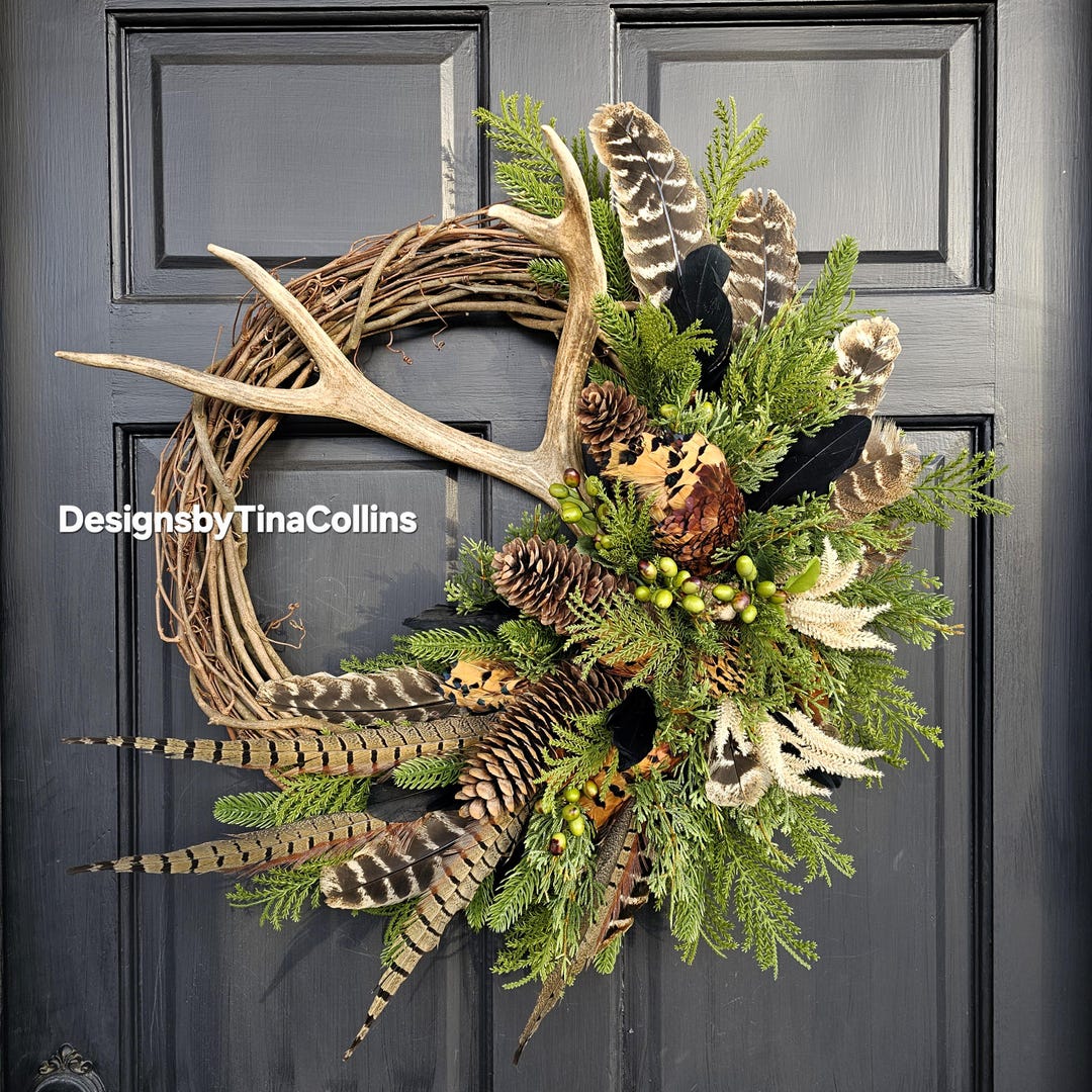 Antler Wreath-deer Antler Floral-deer Antler Wreath-woodland Wreath ...