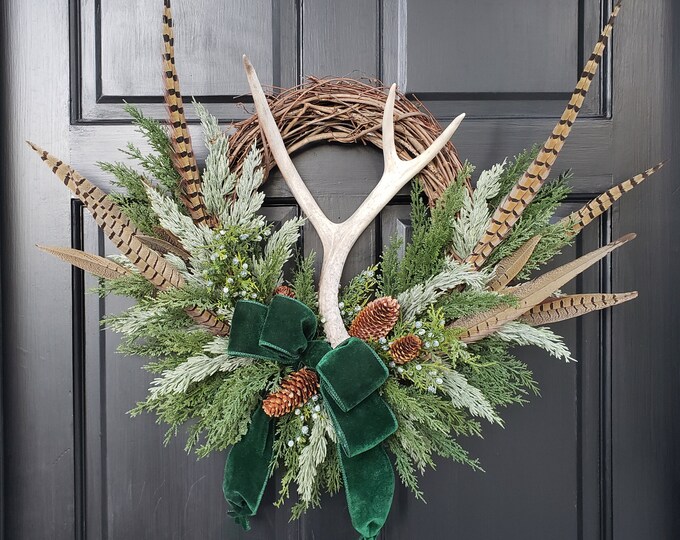 Antler Wreath-deer Antler Wreath-christmas Antler Wreath-woodland ...