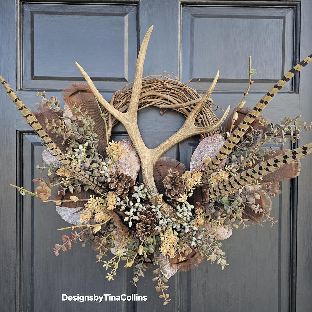 Antler Wreath-rustic Fall Wreath-deer Antler Wreath-woodland Wreath ...