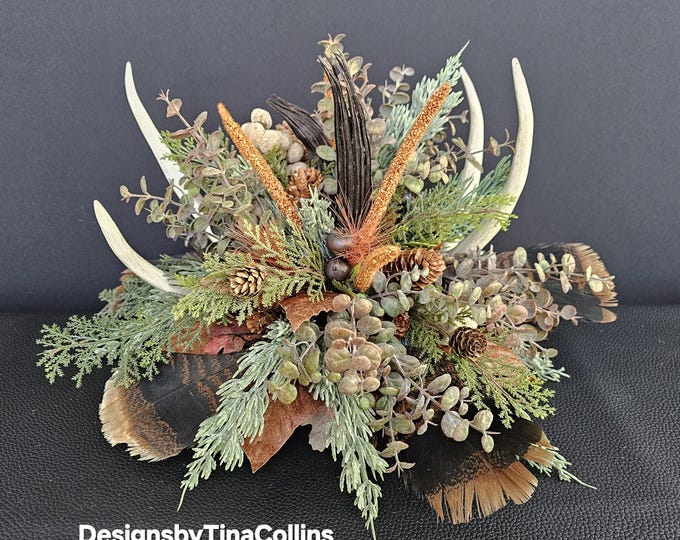 Antler Arrangement-antler Centerpiece-woodland Centerpiece-cabin Floral ...