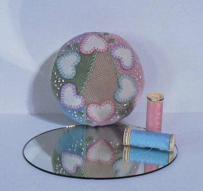 Handmade Felted Wool Ivory Hearts and Beads Pastel Embroidered - Etsy